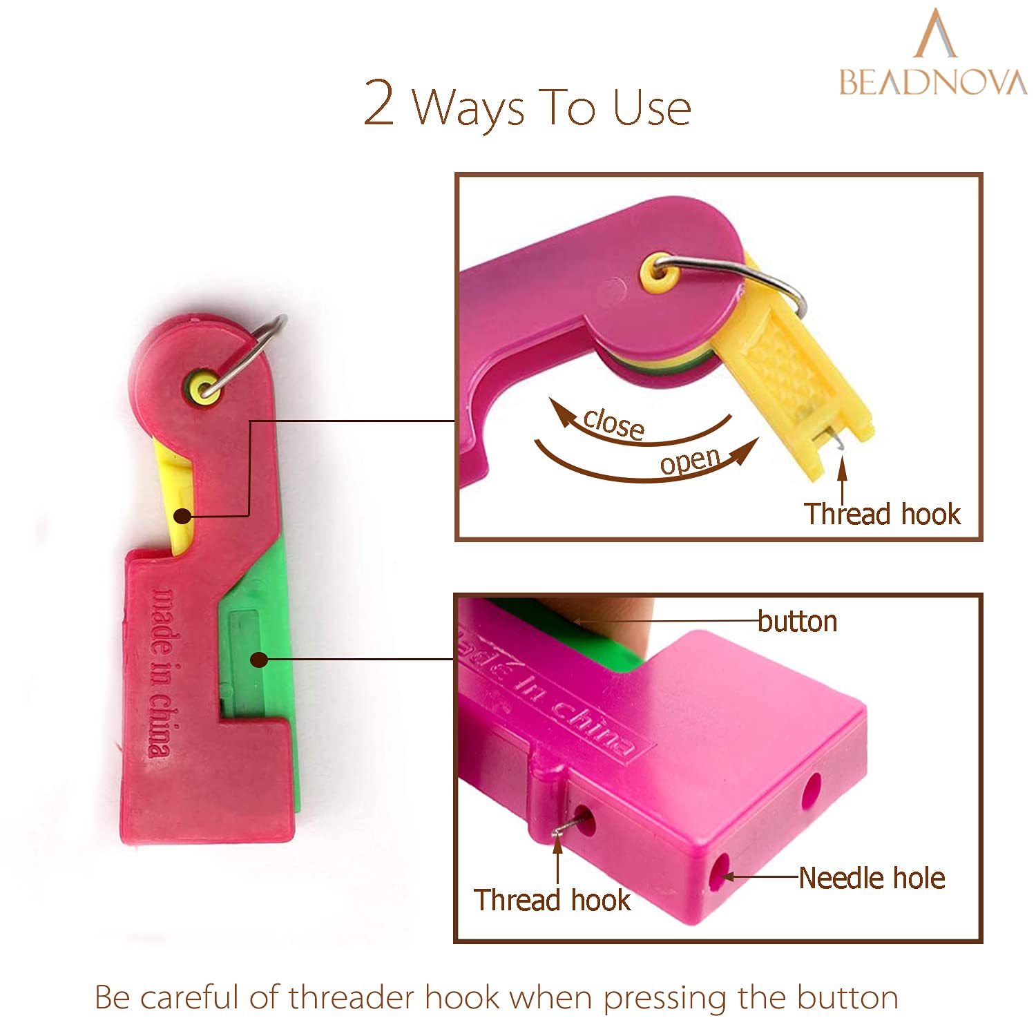 BEADNOVA Automatic Needle Threader 5 Pcs Sewing Needle Threaders Automatic Needle Threading Device for Sewing Embroidery Cross Stitch Craft Stitching Knitting Quilting