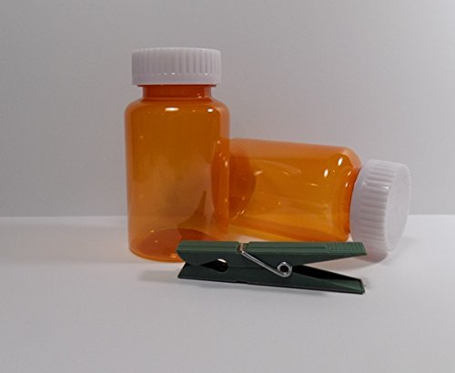 Preferred Vials-Plastic Medical Screw-Top Packer Bottles Wide Mouth Jars Clear Amber 5 Ounce 40 Dram Size Package of 25 Units