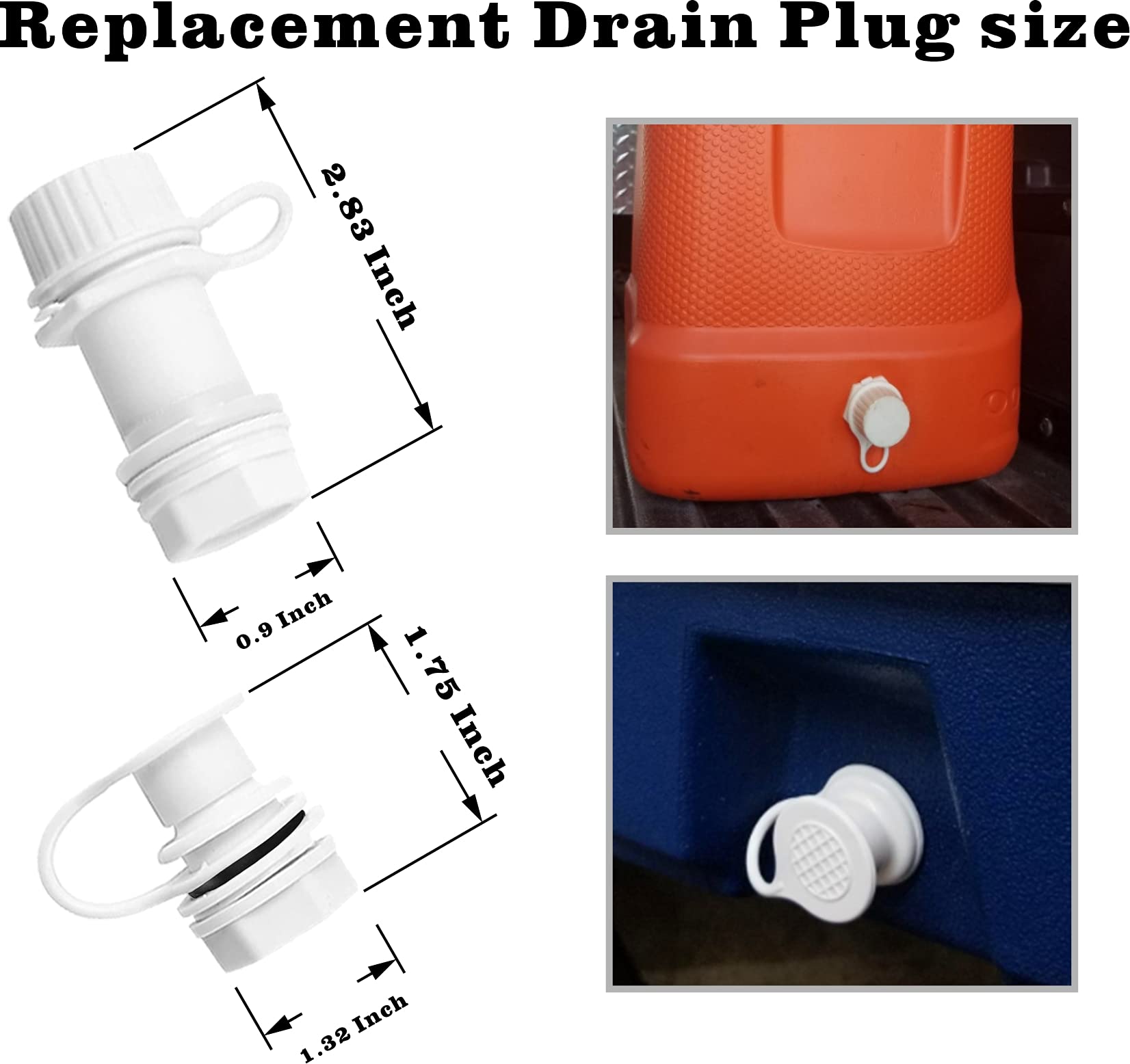 Cooler Replacement Threaded Drain Plug&Triple Snap Drain Plug Kit, for Igloo Cooler Replacement Parts Drain Plug, Cooler Chest Drain Plug Parts.Best Option for Repairing and Replacing Cooler Parts.