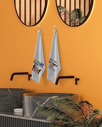 Diversity Kitchen Towels,Everyone is Welcome Here Diversity Kitchen Towels and Dishcloths 16×24 Inch,American Sign Language ASL Diversity Hand Towel Dish Towel Tea Towel For Kitchen Decor,Set of 2