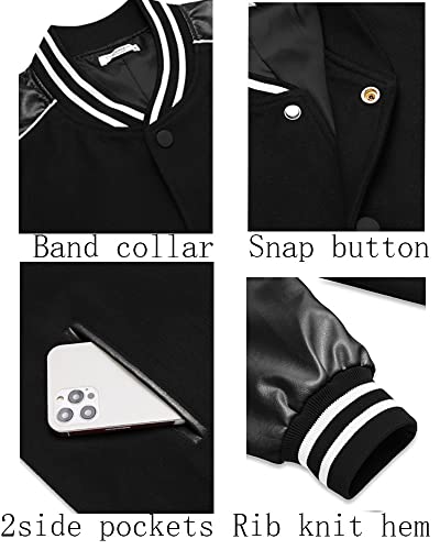 COOFANDY Mens Fashion Varsity Jackets Casual Leather Sleeves College Baseball Bomber Jacket Streetwear