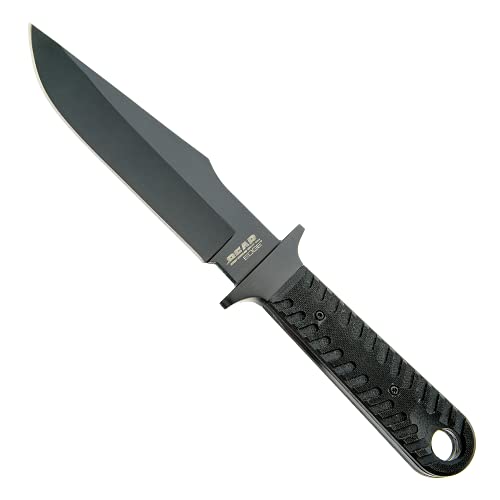 Bear Edge Compact Bowie, 5β 440 High Carbon Stainless Steel Blade, Lightweight Black G10 Handles, Ballistic Sheath Included (61108)