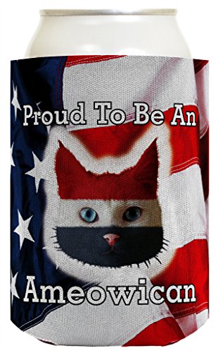 Funny Beer Coolie Proud to Be An Ameowican Multi Pack Can Coolie Drink Coolers Coolies