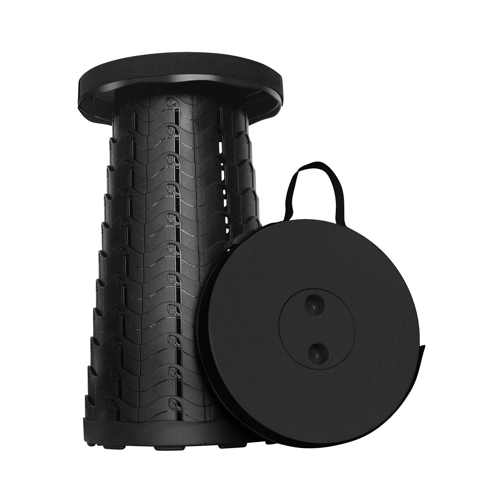 Aihoye Portable Collapsible Telescoping Stool Lightweight with Max Load 400lbs Retractable Folding Stool for Camping Fishing Hiking Travel BBQ(Black)