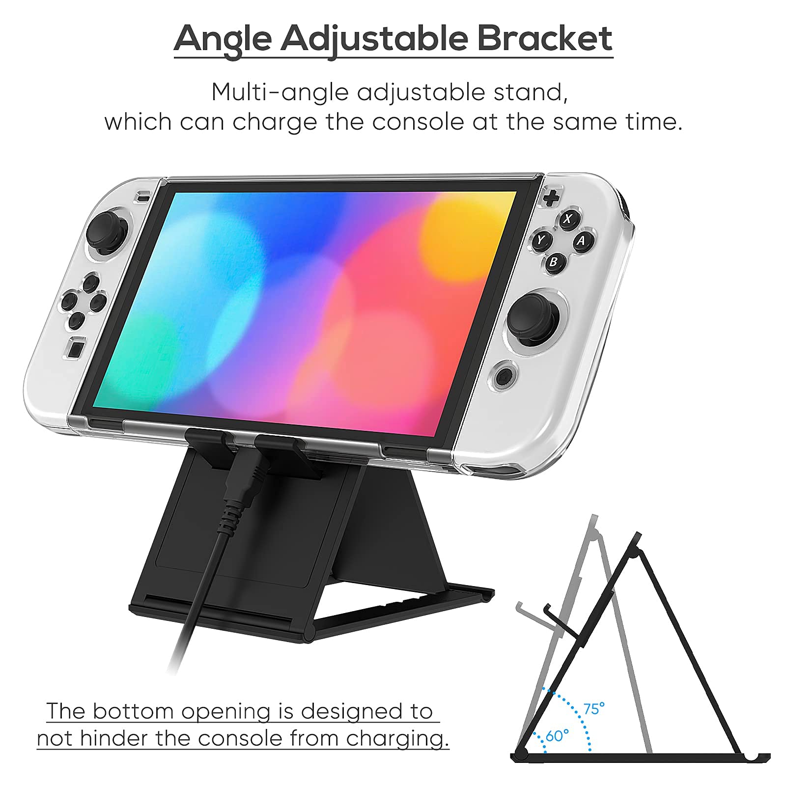 Accessories Bundle Compatible with Nintendo Switch OLED Model, Switch Accessories Kit Includes Carrying Case, 3 in 1 Protective Case Cover, 2pcs Screen Protector, Adjustable PlayStand, Thump Grip Caps