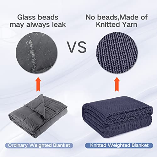 Guohaoi Knitted Weighted Blanket(Dark Grey 50"x60" 7lbs),Home Décor Cooling Throw Blanket for Hot Sleepers,Hand Made Chunky Knit Heavy Blanket Use on Twin Size Bed