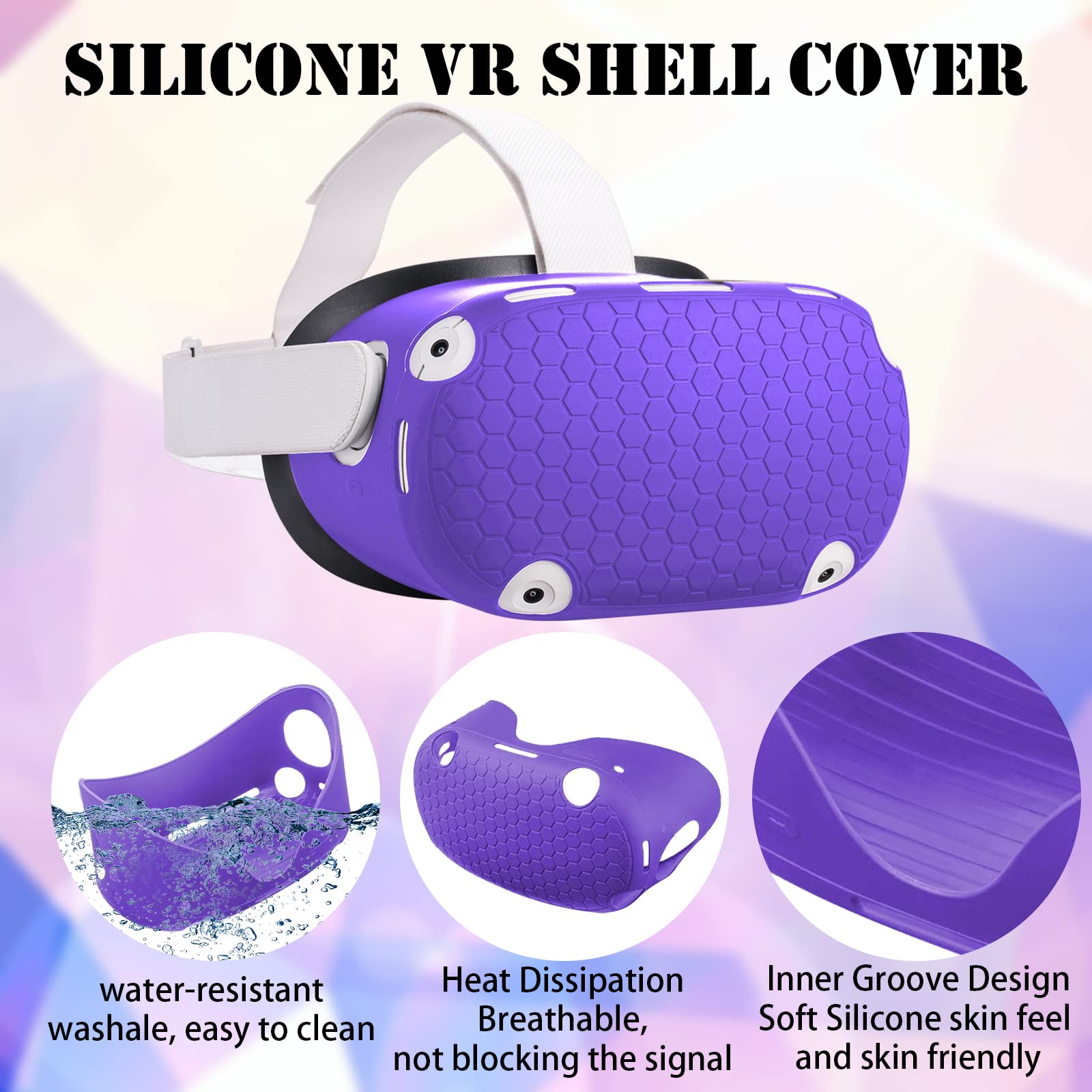Accessories Compatible with Oculus Quest 2 Silicone Touch Controller Grip Cover, Face Cover, Headset Shell Cover, Protective Lens Case, Disposable Eye Sleeves