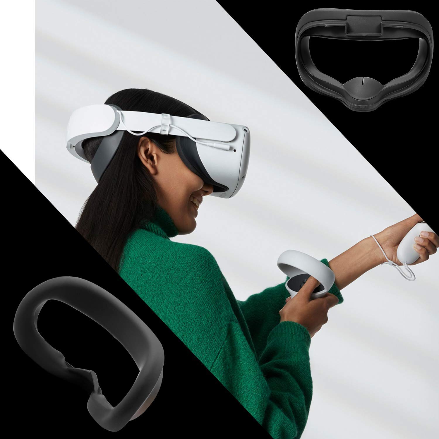 Devansi Newest VR Silicone Face Cover for Oculus Quest 2 Face Protect Skin Sweatproof Lightproof Anti-Leakage