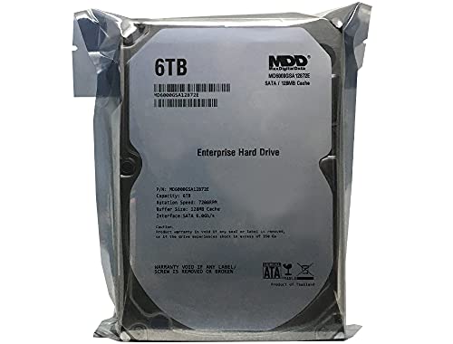 MaxDigitalData (MD6000GSA12872E) 6TB 7200RPM 128MB Cache SATA 6.0Gb/s 3.5-inch Internal Hard Drive (Enterprise Grade) - 3 Years Warranty