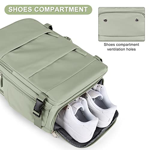 coofay Travel Backpack For Women Men Airline Approved Carry On Backpack Flight Approved Waterproof Sports Luggage Backpack Casual Daypack Small Hiking Backpack Grey Green