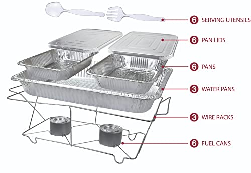 Chafing dish buffet set disposable 30 Piece Party Serving Kit Includes Chafing Kits With Lids and Serving Utensils For All Types Of Parties And Events | Disposable Party Set