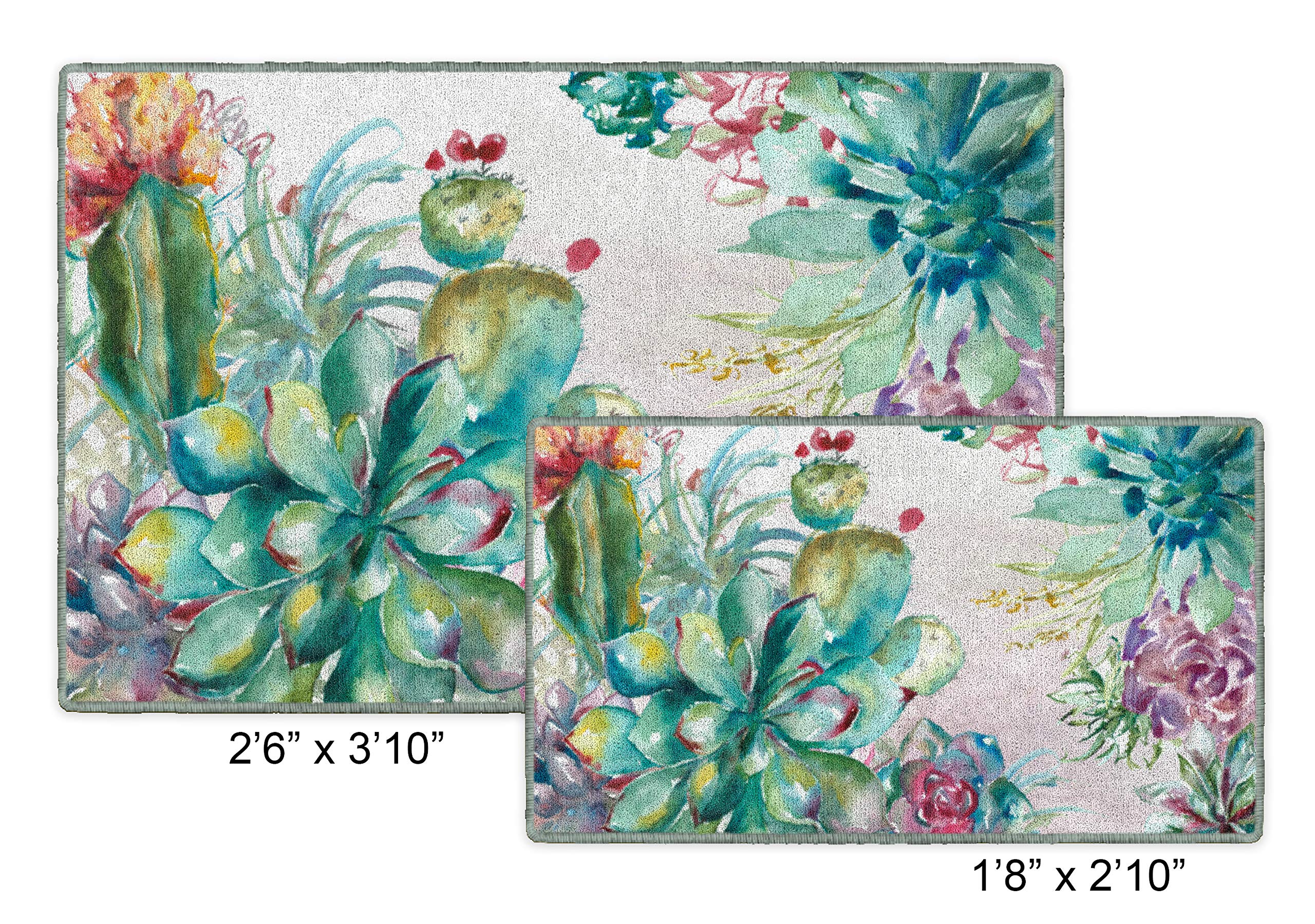 Brumlow Mills Succulent Floral Garden Area Rug for Dining Room or Kitchen Mat, Bedroom Doorway and Entryway Rug, 1'8" x 2'10", Green