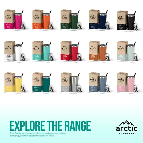 Arctic Tumblers | 20 oz Matte Turquoise Insulated Tumbler with Straw & Cleaner - Retains Temperature up to 24hrs - Non-Spill Splash Proof Lid, Double Wall Vacuum Technology, BPA Free & Built to Last