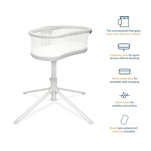 Halo BassiNest Home and Travel Combo, 3.0 Bedside BassiNest Swivel Sleeper, Flex Portable Adjustable BassiNest