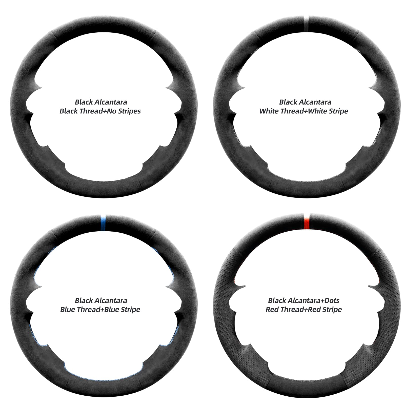 Alfanxi Hand Stitch Sewing Italy Alcantara Car Steering Wheel Cover Wrap for Toyota Land Cruiser/Tacoma/4Runner/Hilux/Sienna (White Thread)