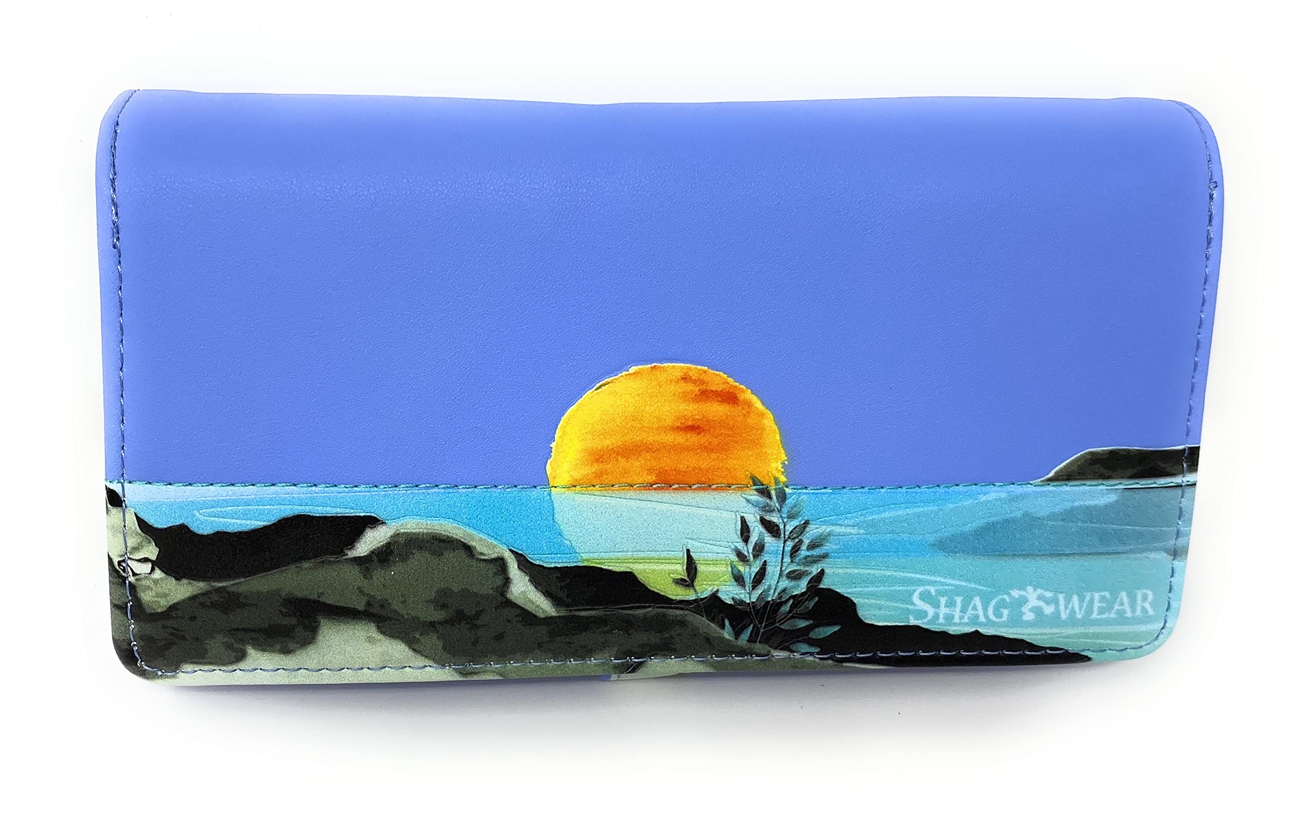 Shag Wear Puffin Light House Large Wallet for Women Blue 7"