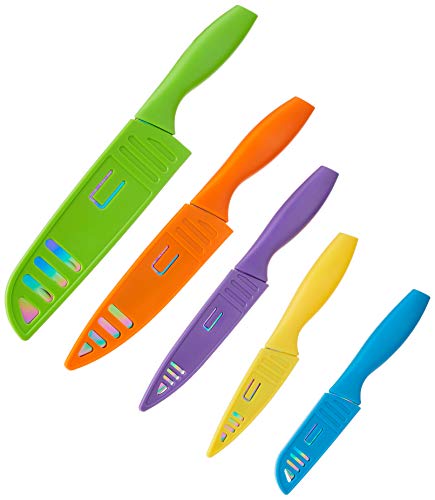 Hampton Forge HMC01E550S Rainbow Titanium – 10 Piece Knife Set with Blade Guards, Stainless Steel