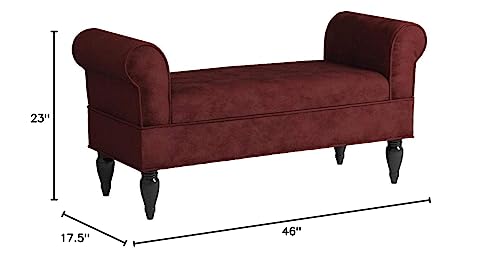 Linon 36030BER-01-KD-U Lillian Bench, Berry Red/Dark Mahogany, 45.08"W x 16.93"D x 23.23"H