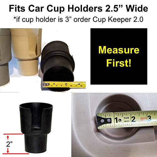Gadjit CUP KEEPER Cup Holder Adapter (2 Pk) expands car cup holders that are 2.5β-3β wide to hold beverages that are 3.25" wide like 18, 20, 21, 24 oz Hydro Flasks, 12,18,20,30 oz Yeti Tumbler, 20, 24oz Naglene Bottles, Other Coffee & Travel Mugs with BOT