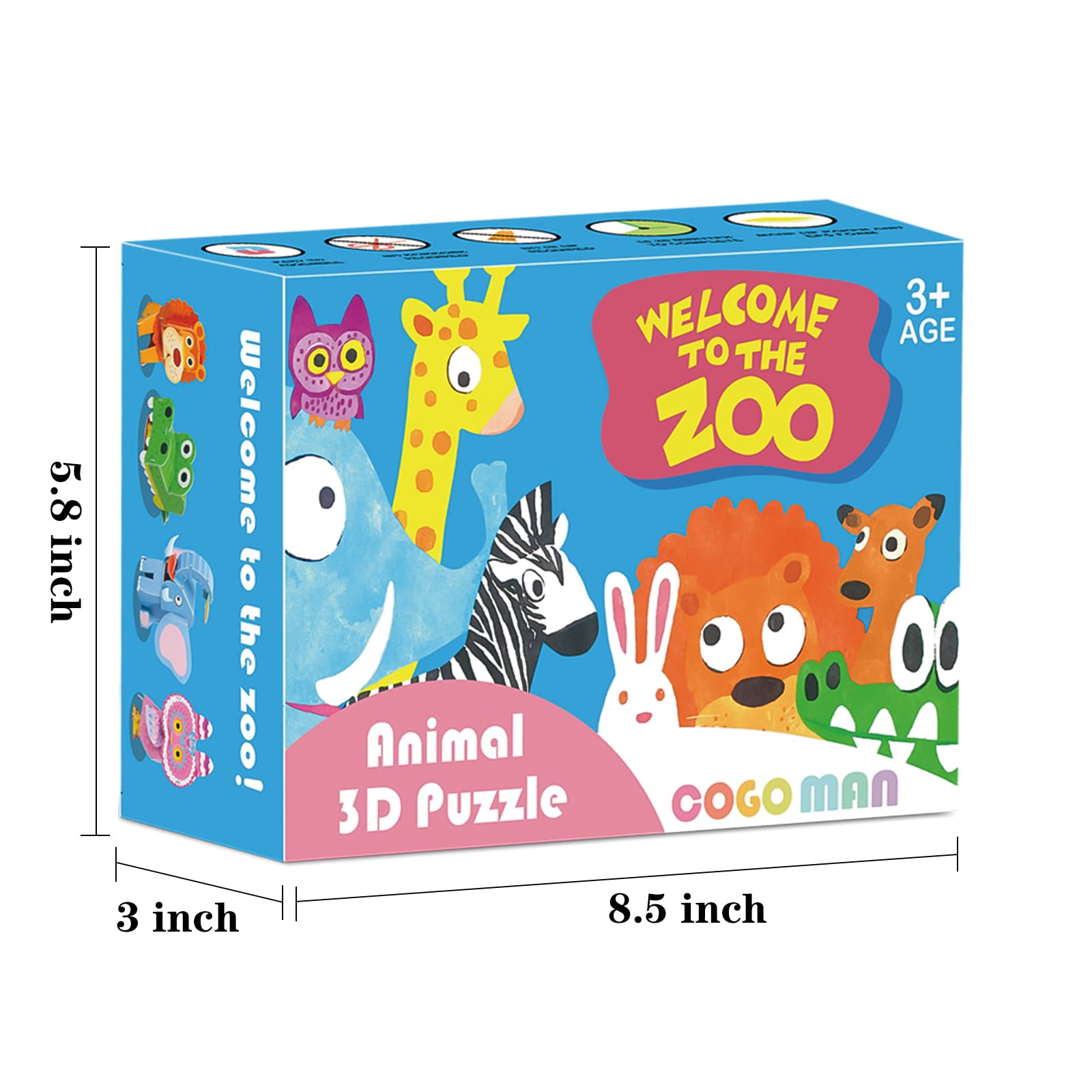 COGO MAN Animals Kids Arts and Crafts Welcome to The Zoo 8 Animals 3D Foam Puzzles Crafts for Kids Age 6 7 8 and Up