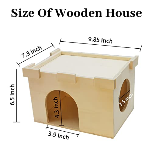 Fhiny Guinea Pig Castle, Chinchilla Hut with Window Ventilated Guinea Pig House Wood Small Animal Hideout Hamster Habitat Decor for Hamster Hedgehog Squirrel Sugar Glider
