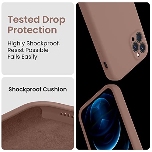 Cordking iPhone 11 Pro Max Case, Silicone [Square Edges] & [Camera Protecion] Upgraded Phone Case with Soft Anti-Scratch Microfiber Lining, 6.5 inch, Light Brown