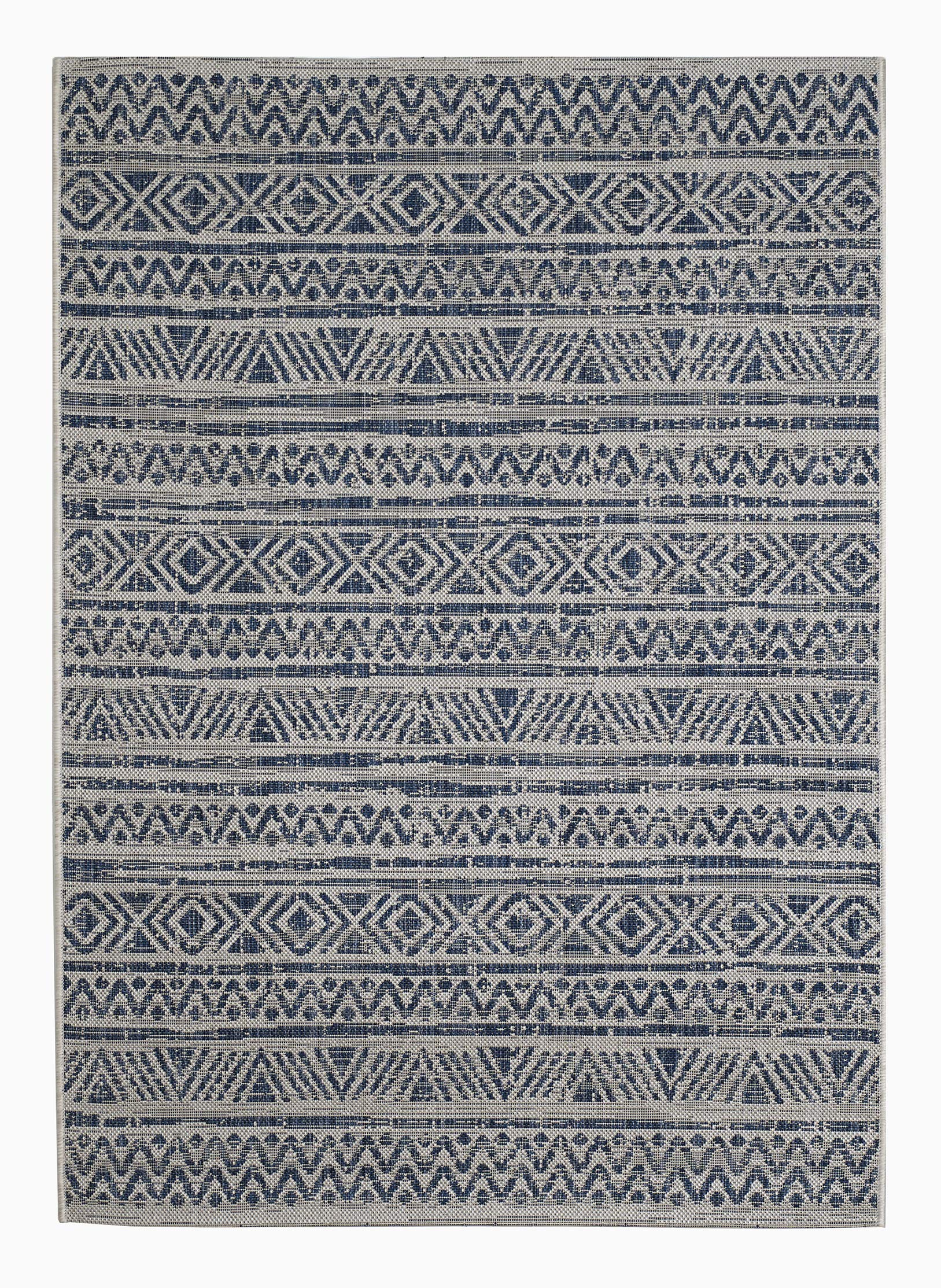 Fab Habitat Outdoor Rug - Waterproof Easy to Clean Stain Resistant - Patio Indoor Outdoor Porch Deck Balcony Entryway - Modern Abstract - Freeport - Blue - 5ft 2in x 7ft 6in