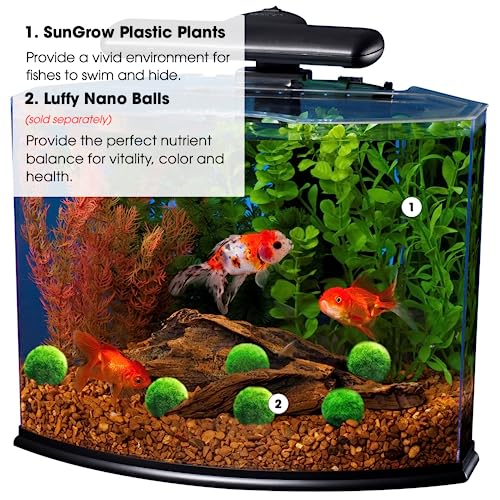 SunGrow Plastic Aquarium Plant Set, Vibrant Green Leaves with Resin Base, 3 Pieces per Pack