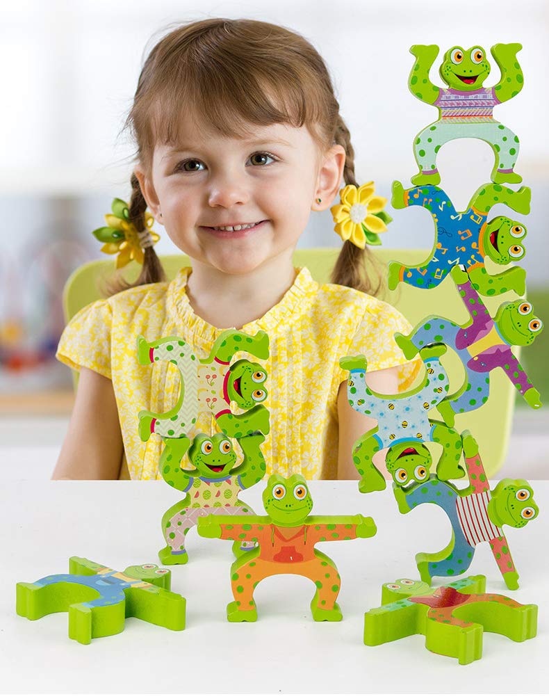 BESTING Balancing Stacking Blocks Frog Blocks Children's Educational Balance Wooden Stacking Acrobatic Interlock Decompression Preschool Toys Balancing Games (HJ012)