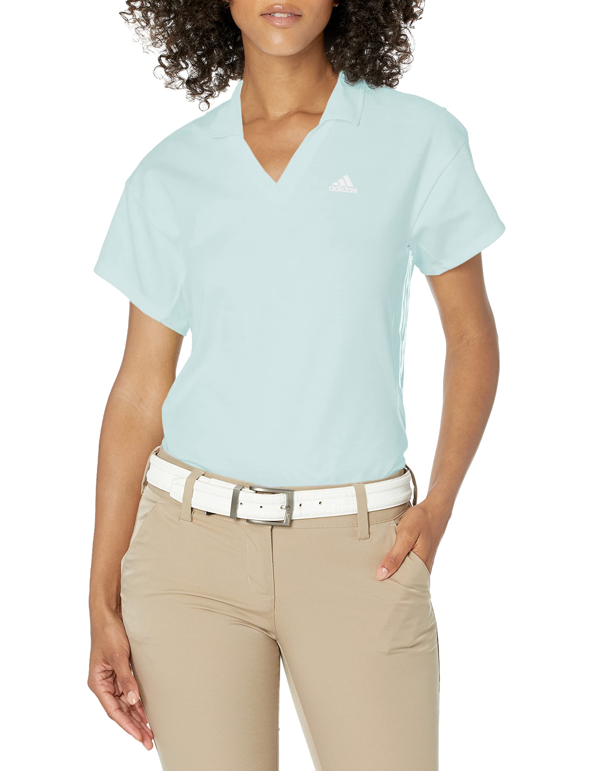 Adidas Women's Standard 3-Stripes Primegreen Polo Shirt, Halo Mint, S
