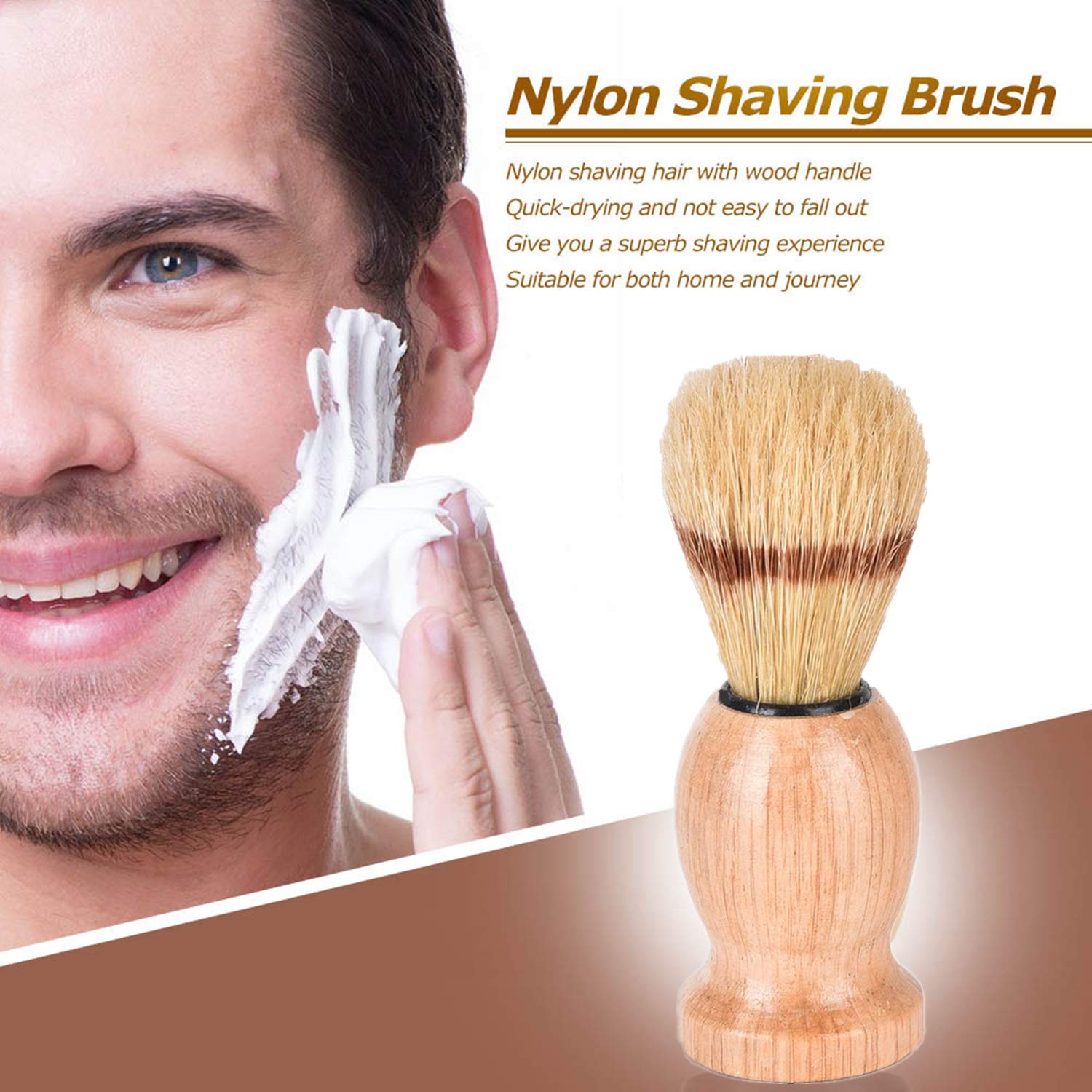 Lwestine 4Pcs Men Shaving Brush Wood Handle, Professional Salon Tools
