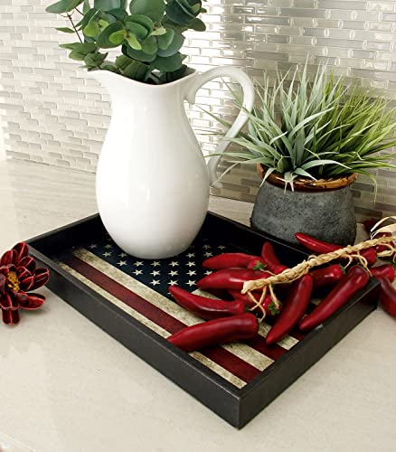 Deco 79 Wood Leather Trays, 21 by 19 by 17-Inch, Navy Blue, Set of 3
