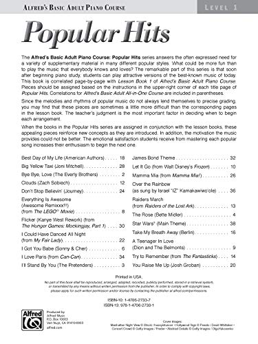 Alfred's Basic Adult Piano Course -- Popular Hits, Bk 1 (Alfred's Basic Adult Piano Course, Bk 1)