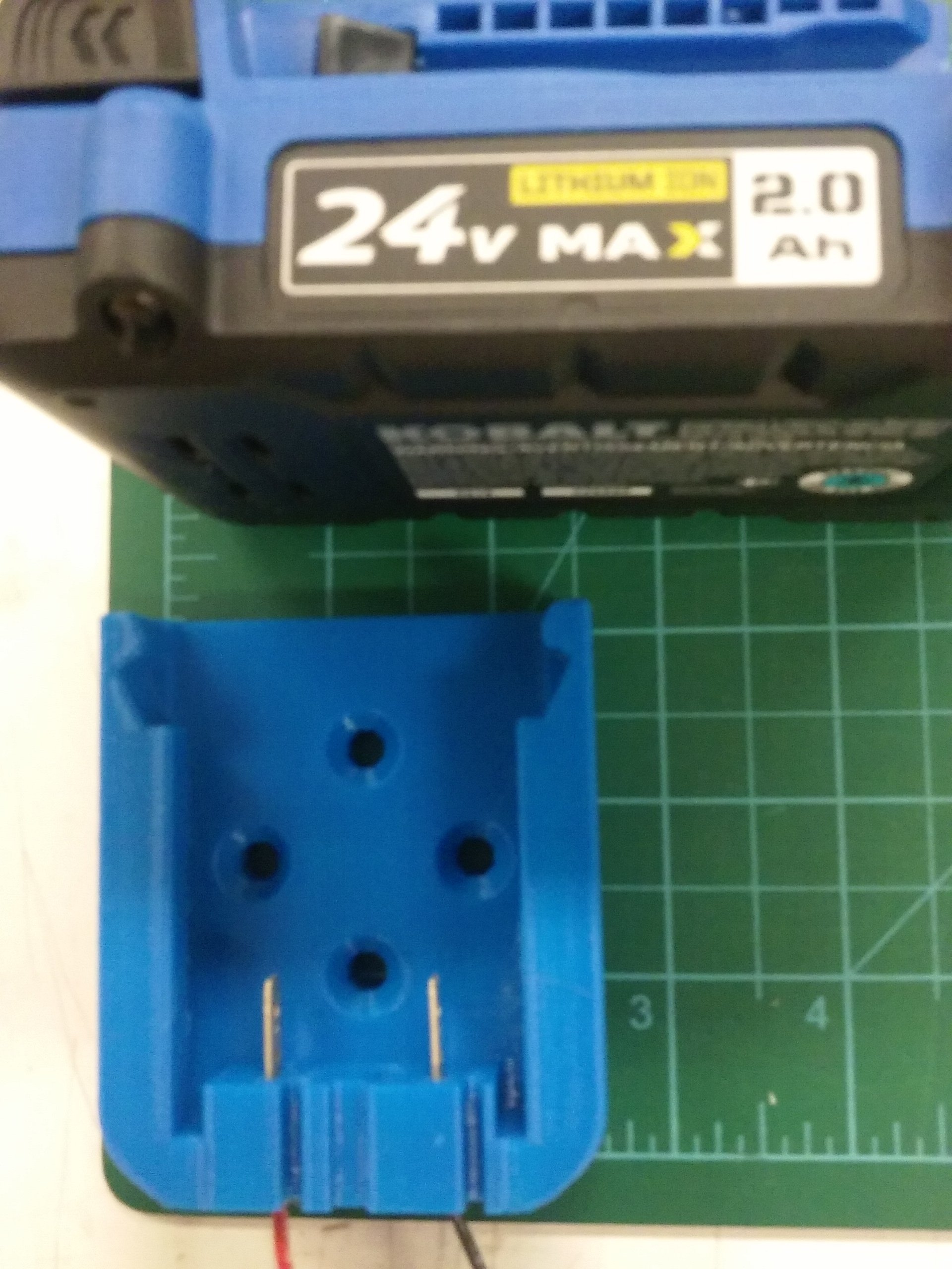 K24 Battery Mount Compatible with Kobalt 24Vmax KXT-424-03, KT-424-03, KT-624-03, KT-224-03 Battery Adapter Holder Mount DIY w/12 Hi-Temp 16AWG Wired terminals, Robots, Lights, eBikes PN K24-16