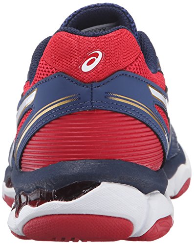 ASICS Women's Gel-Netburner Ballistic Volleyball Shoe, Estate Blue/White/True Red, 13 M US