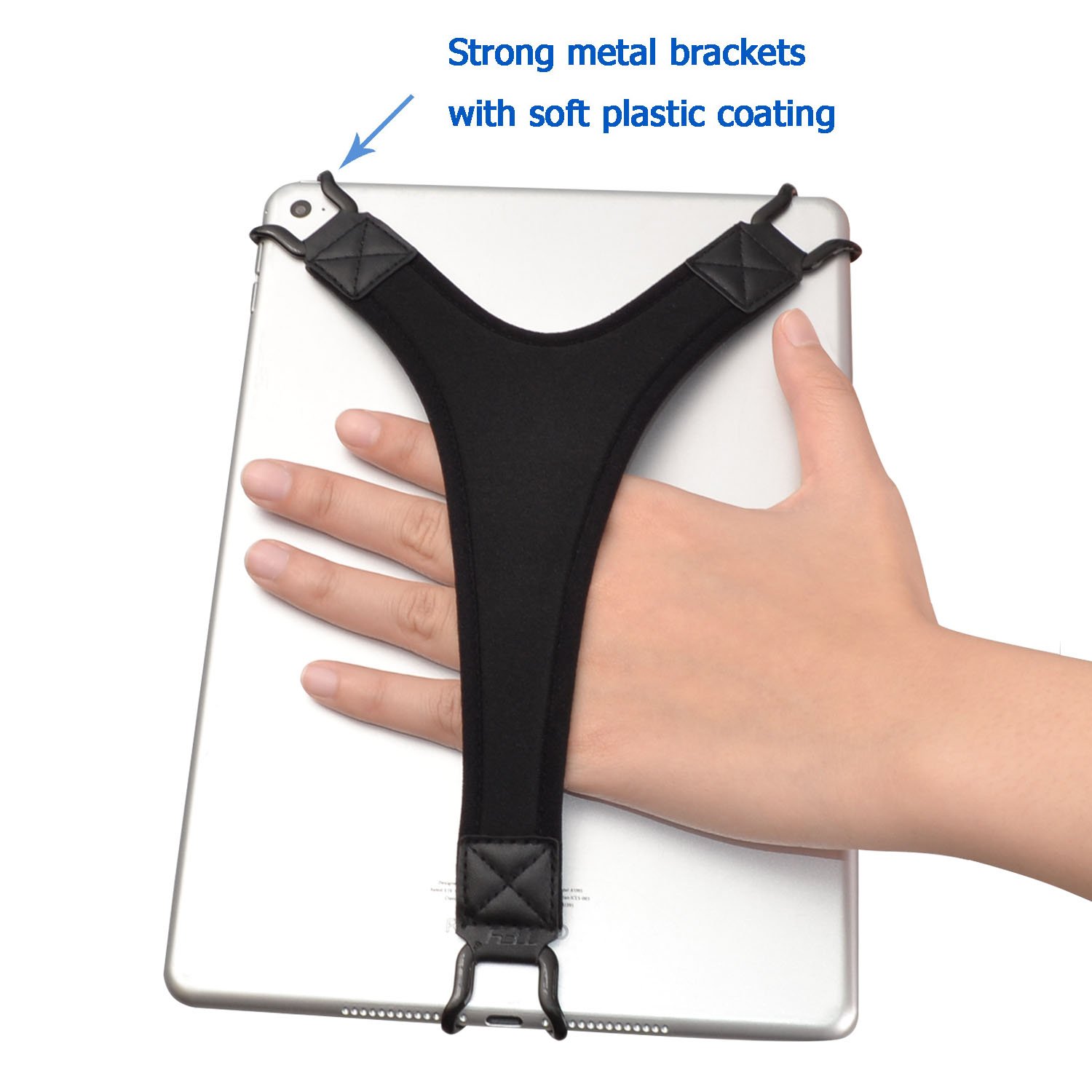TFY Security Hand Strap Holder Finger Grip for Tablets -Compatible with iPad Air/iPad Pro 9.7Inch / Samsung Galaxy Tab 10.1Inch / Tab 4 10.1Inch / Tab Pro 10.1Inch / Tab S 10.5 (Black)