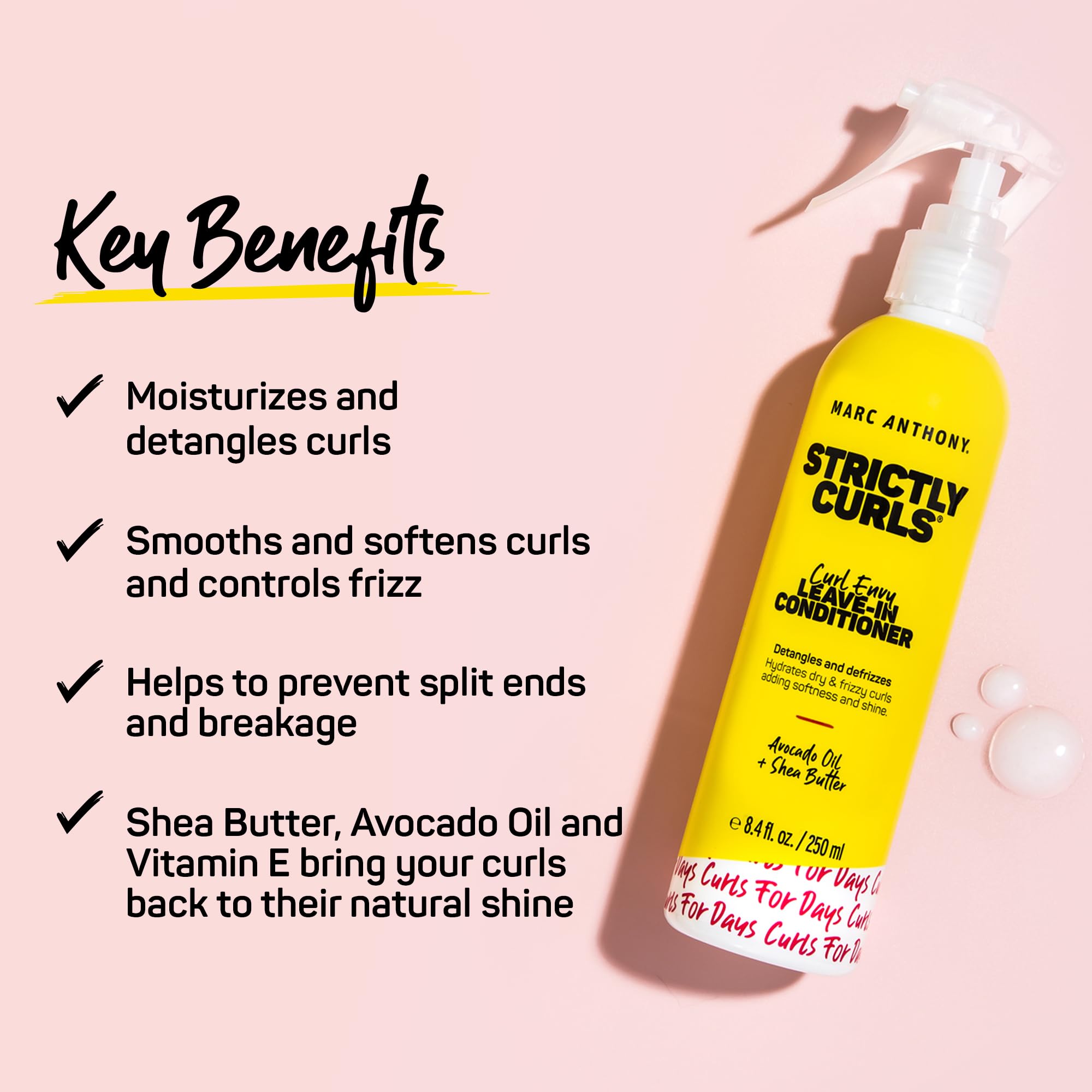 Marc Anthony Leave-In Conditioner, Strictly Curls - Shea Butter, Vitamin E & Avocado Oil Softens & Defines Coarse Curls - Sulfate-Free Anti-Frizz Styling Product For Curly, & Wavy Hair