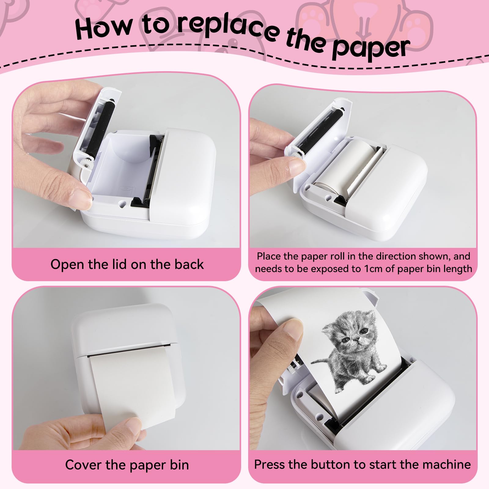 Qoosea Mini Printer Portable Printer with 13 Rolls Paper Storage Bag Thermal Sticker Printer Bluetooth App for Phone for Notes Pictures DIY Label Gift for Kids Friends