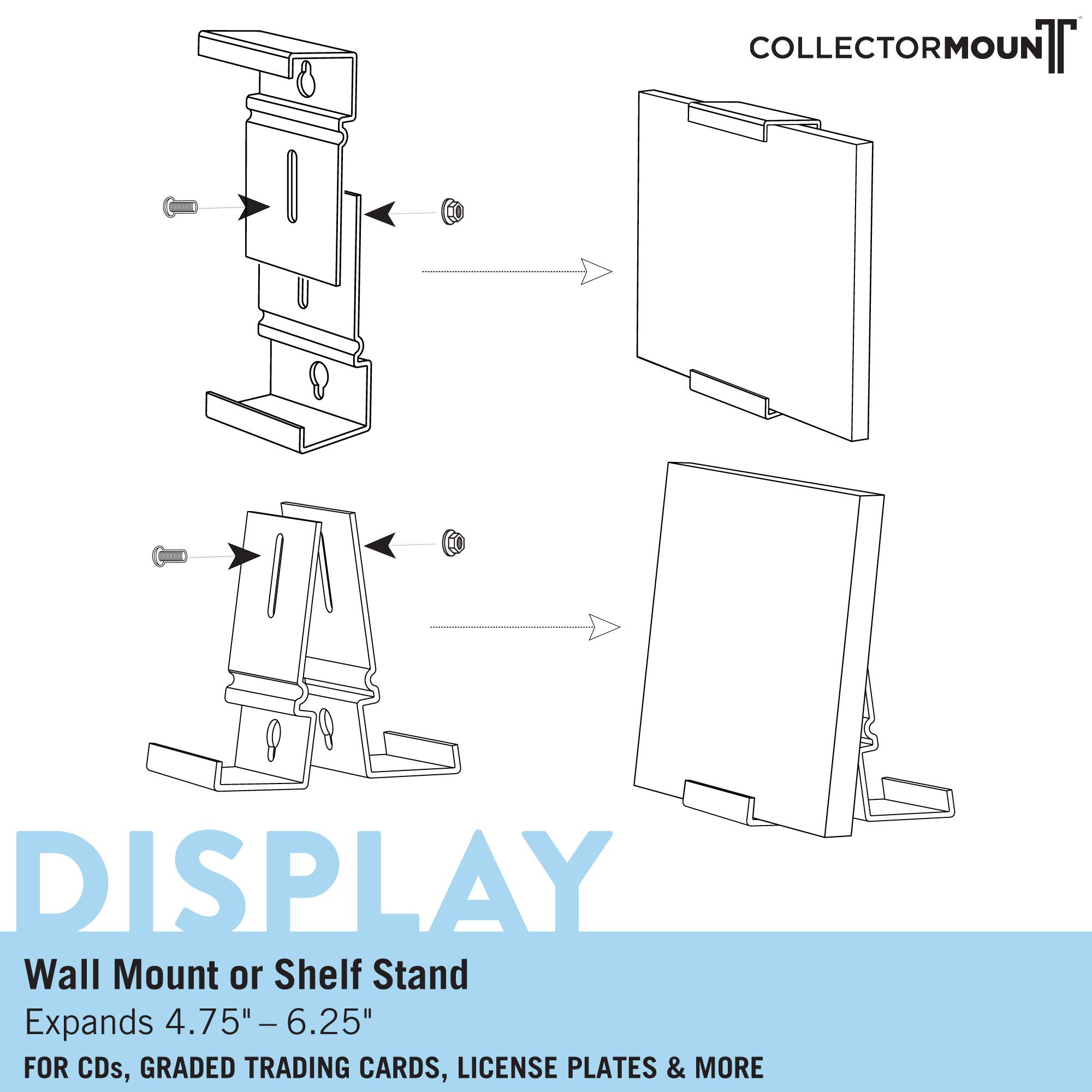 CollectorMount Card Mount 1 Pack, for Graded PSA Trading and Sports Cards, Shelf Stand or Wall Mount Display