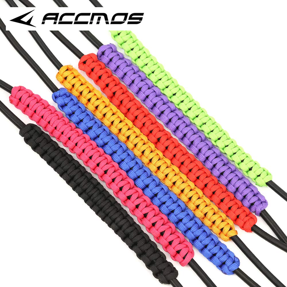 ACCMOS Compound Bow Sling Archery Wrist Sling Adjustable Multifunction Braided Parachute Cord Strap for Hunting Shooting Black