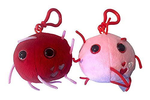 GIANTmicrobes COVID with Love Heart Box - Spread the Love with Adorable Heart Box, Includes two Special Edition Pink and Red COVID Plush Keychains