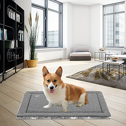 EMPSIGN Crate Dog Bed Mat - Crate Pad Reversible (Cool & Warm), Machine Washable Dog Crate Mat, Pet Sleeping Mat Kennel Bed Pad for Crate for Small to XXX-Large Dogs, Grey, Star Pattern