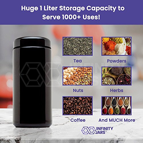 Infinity Jars 1 Liter (34 fl oz) Tall Extra Large Black Ultraviolet Glass Wide Mouth Screw Top Jar