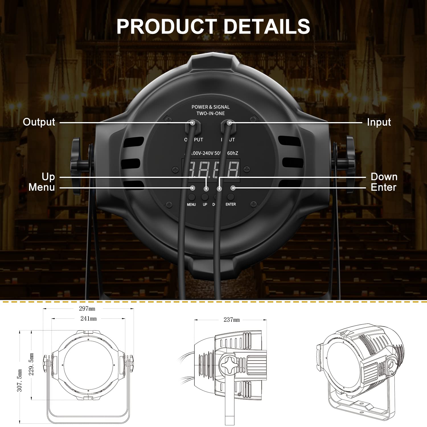 BETOPPER Stage Spotlight, 100W LED DMX Light, Warm & Cold White Spot Light COB Stage Lighting, Strobe Lighting for Church, Parties, Wedding, Theatre, Live Events, Stage etc.(4 Packs)