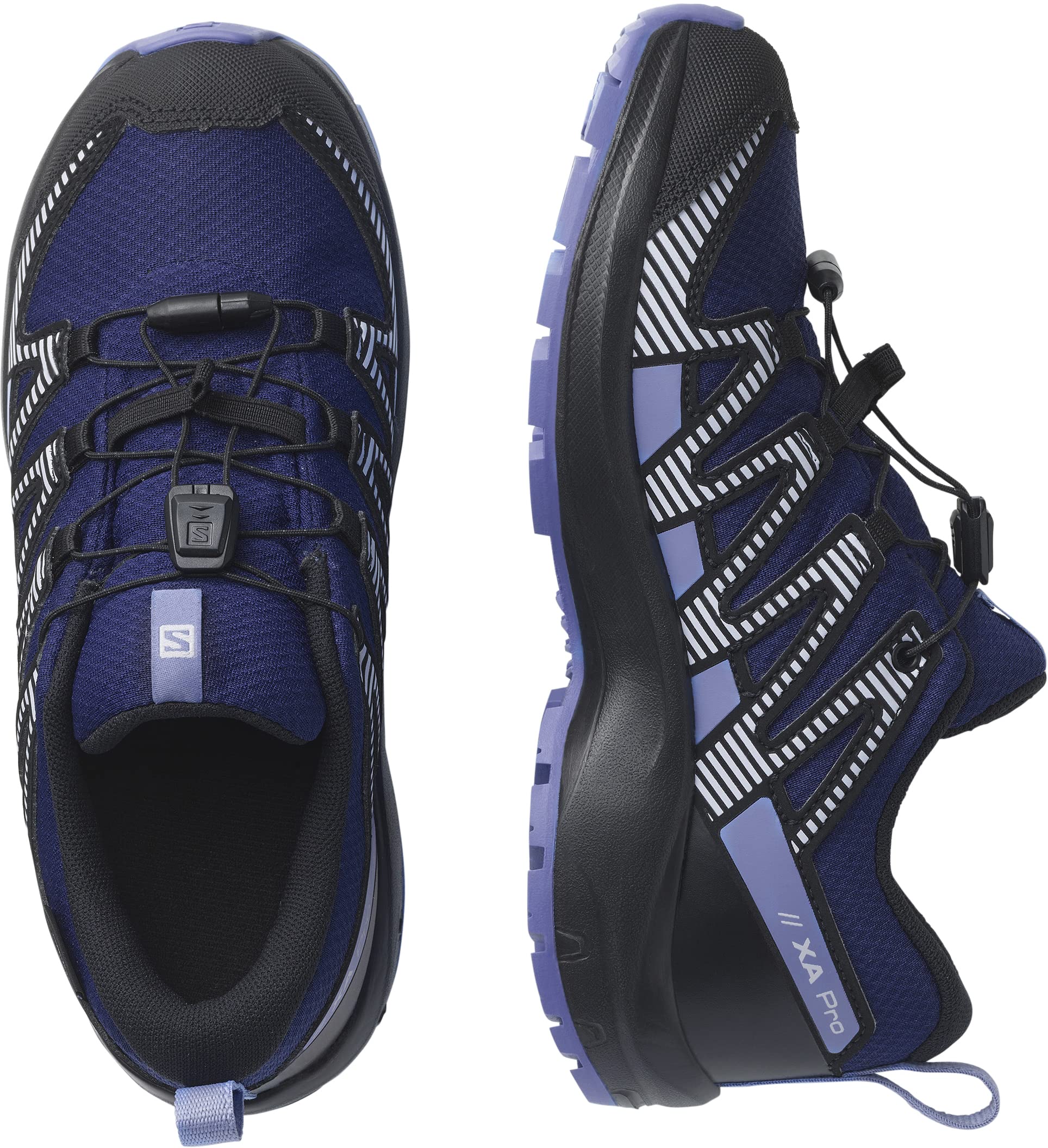 Salomon XA PRO V8 CLIMASALOMON Waterproof Trail Running Shoes, Astral Aura/Black/Purple Heather, 7.5 Big Kid