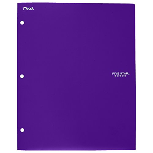 Five Star 2-Pocket Folder, Plastic Folders with Stay-Put Tabs, Fits 3-Ring Binder, Holds 8-1/2” x 11" Paper, Writable Label, Assorted Colors (38065), 4 Count (Pack of 1)