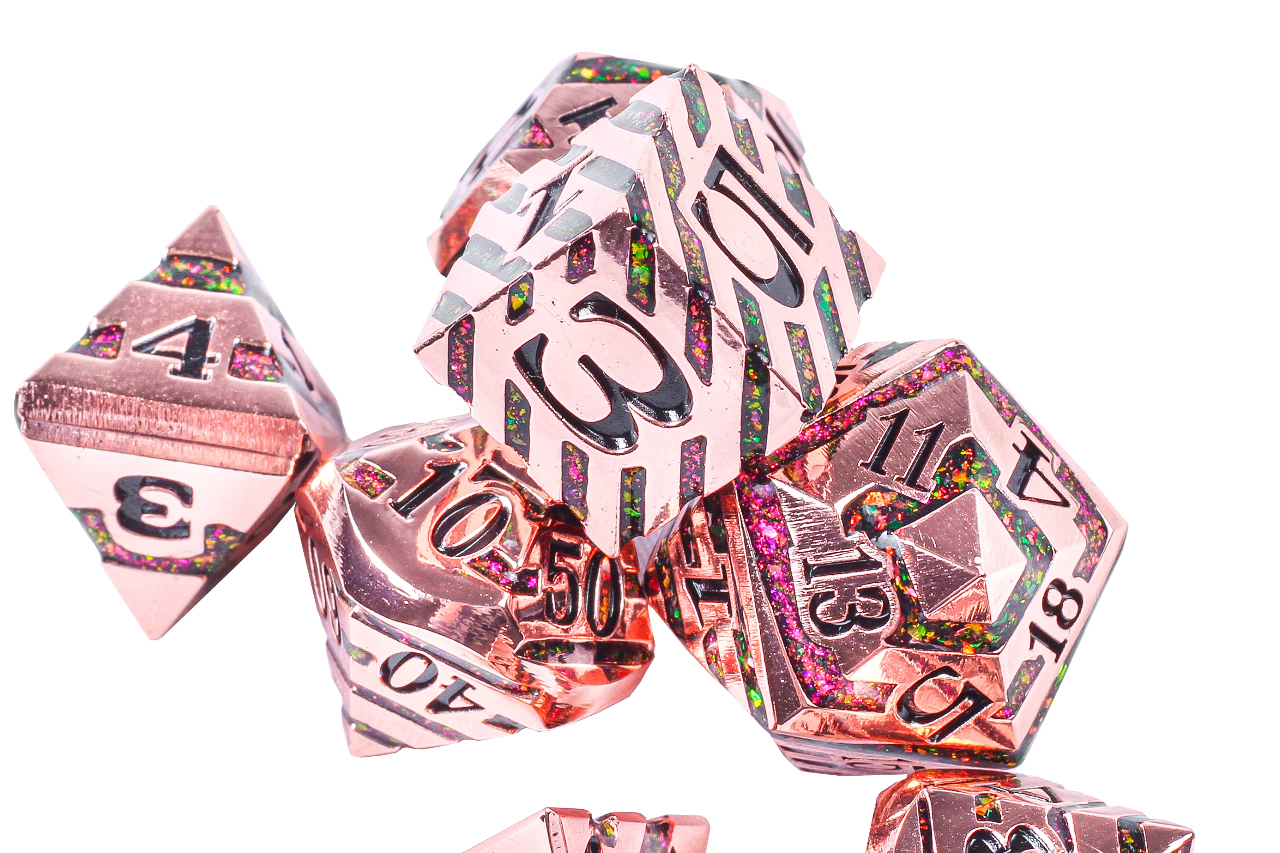 Copper Vein of Magic DND Metal Dice Set for Dungeons and Dragons Gifts, D&D, D and D, Pathfinder, Accessories, D20, Polyhedral, Resin Dice, Metal, Dice Tray, Tower, Bag, Box