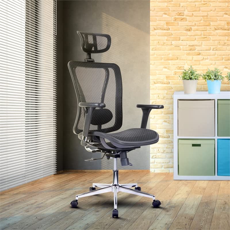 Techni Mobili Mesh Office Chair, Black