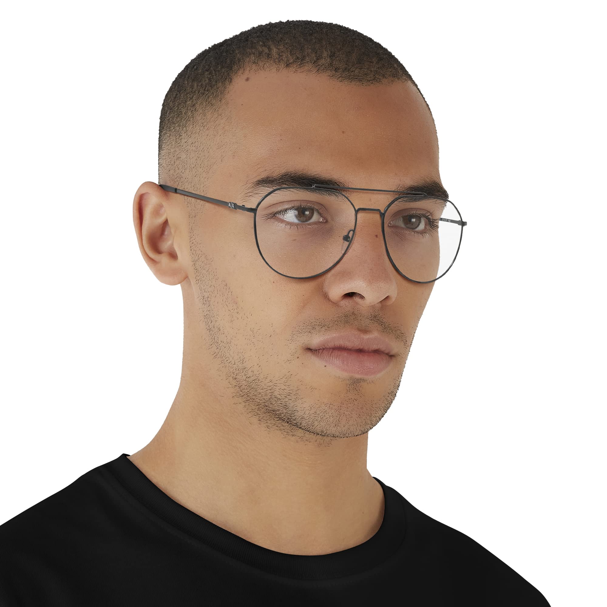 A|X ARMANI EXCHANGE Men's AX1029 Aviator Prescription Eyeglass Frames, Matte Black/Demo Lens, 57 mm