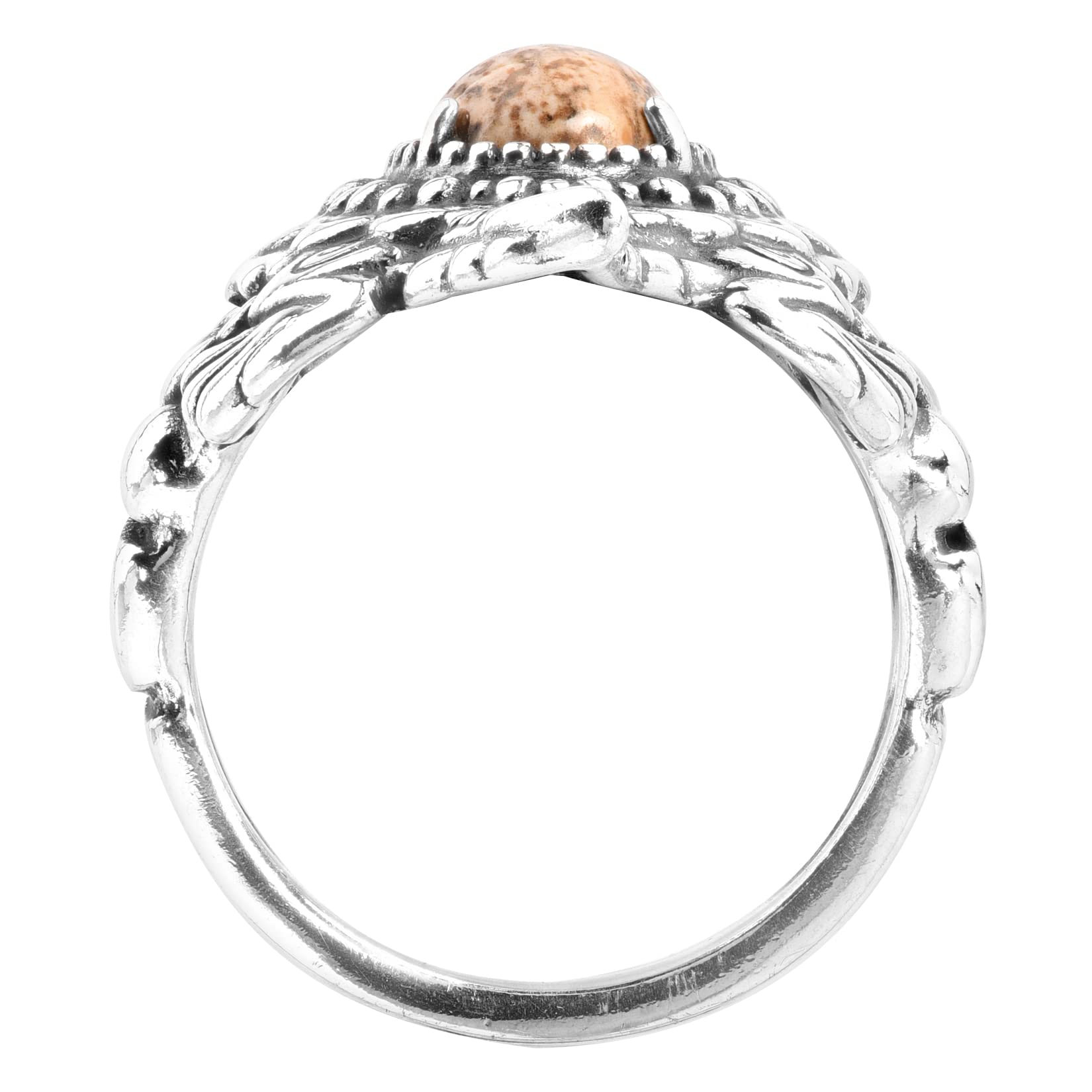 American West Jewelry Sterling Silver Fritz Casuse Designed Picture Jasper Gemstone Horned Toad Ring Size 7